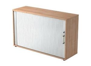 4032062151174 - Querrollladenschrank TARVIS 2 Ordnerhöhen B 1200 x T 400 x H 825 mm abschließ- & stapelbar Nussbaum-Dekor alusilber