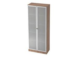 4032062128435 - Glastürenschrank Solid V6100GWSSG 80x42x2004cm nußbaum 4032062128435 Hammerbacher