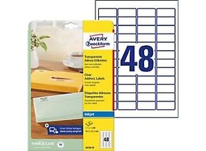 4004182047200 - AVERY Zweckform Abziehhilfe QuickPEEL Adressetiketten J4720-25 Selbsthaftend DIN A4 Transparent 457 x 212 mm 25 Blatt à 48 Etiketten