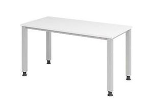 4032062188750 - Schreibtisch Q-Serie mini VQS614 W manuell höhenverstellbar  140x672cm (BxT) rechteckig weiß   Silber 4032062188750 Hammerb