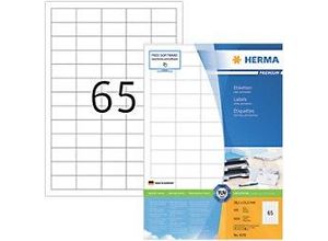 4008705042703 - HERMA Etiketten Premium A4 381x212 mm weiß Papier matt 6500 St - Weiß - Selbstklebendes Druckeretikett - A4 - Papier - Laser Inkjet - Dauerhaft