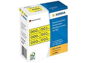 4008705048019 - HERMA Nummernetiketten dreifach selbstklebend 10x22 mm gelb schwarz - Schwarz - Gelb - Papier - Deutschland - 10 mm - 22 mm - 3000 Stück(e)