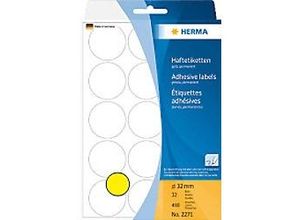 4008705022712 - HERMA Klebepunkte 2271 Ø 32 mm selbstklebend permanenthaftend per Hand beschreibbar 480 Stück auf 32 Blatt FSC®-Papier gelb