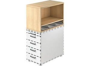 4032062173732 - Aufsatzregal Breno für Standcontainer Breno inkl 3 Kunststoffeinsätze B 428 x T 800 x H 530 mm Spanplatte Eiche