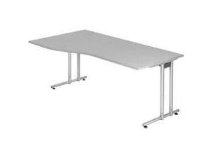 4032062011935 - HAMMERBACHER NS18 Schreibtisch lichtgrau Trapezform C-Fuß-Gestell silber 1800 x 800 1000 cm