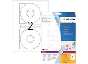 4008705050791 - HERMA CD-Etiketten A4 Ø 116 mm weiß Papier matt blickdicht 50 St - Weiß - Kreis - Dauerhaft - Papier - Matte - Laser Inkjet