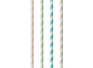 4002911870112 - Trinkhalme Papstar Stripes Einweg L 200 x Ø 6 mm aus FSC®-zertifiziertem Papier farbsortiert 100 Stück