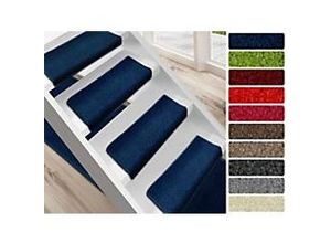 4059382288281 - Floordirekt Step Stufenmatte Dynasty Velours Polypropylen Filz Blau 650 x 235 mm Rechteckig