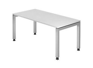 4032062035320 - HAMMERBACHER Prokura höhenverstellbarer Schreibtisch weiß rechteckig 4-Fuß-Gestell silber 1600 x 800 cm