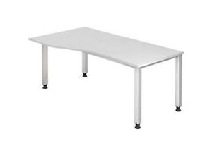 4032062135310 - HAMMERBACHER QS18 höhenverstellbarer Schreibtisch weiß Trapezform 4-Fuß-Gestell silber 1800 x 800 1000 cm