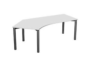 4038933409443 - 4 Fuß Flex Schreibtisch 135° links feste Höhe 2166x1130x720 Lichtgrau Anthrazit