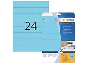 4008705044684 - HERMA Farbige Multifunktionsetiketten 4468 Blau Rechteckig DIN A4 70 x 37 mm 20 Blatt à 24 Etiketten