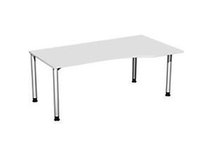 4038933003788 - Flex höhenverstellbarer Schreibtisch lichtgrau silber Trapezform 4-Fuß-Gestell silber 1800 x 800  1000 cm