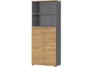 4005949423602 - Aktenschrank Agenda Home 5 OH B 800 x T 400 x H 1970 mm 2 offene Fächer abschließbar Graphit Eiche