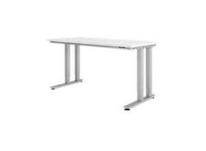 4032062177693 - Elektrisch Höhenverstellbar Schreibtisch Rechteckig Spanplatte Silber Weiß C-Fuß 180 x 80 cm