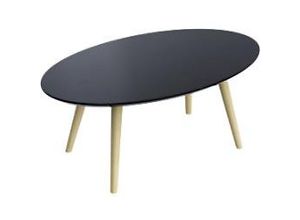 3660141226195 - Beistelltisch SCANDI oval 4-Fuß Gestell aus Massivholz B 850 x T 500 x H 350 mm schwarz Buche