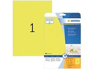 4008705051484 - HERMA Farbige Etiketten 5148 Neongelb Rechteckig 20 Etiketten pro Packung