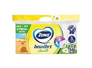 7322541443584 - Zewa Bewährt Kamille Toilettenpapier mit Strohanteil Großpackung Toilettentuch mit angenehmen Kamilleduft 1 Packung = 3 x 16 Rollen = 48 Rollen à 150 Blatt