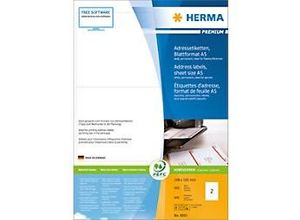 4008705086912 - HERMA Laser Adressetiketten 8691 Selbsthaftend DIN A5 Weiß 148 x 105 cm 400 Blatt à 2 Etiketten