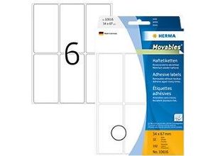 4008705106160 - HERMA Vielzwecketiketten 34x67 mm weiß Movables ablösbar Papier matt 192 St - Weiß - Abgerundetes Rechteck - Papier - Deutschland - 34 mm - 67 mm