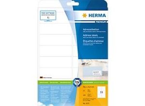 4008705050753 - HERMA Adressetiketten 5075 Weiß Rechteckig 991 x 338 mm 25 Blatt à 16 Etiketten