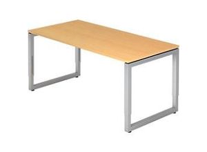 4032062154373 - HAMMERBACHER RS16 höhenverstellbarer Schreibtisch buche rechteckig Kufen-Gestell silber 1600 x 800 cm