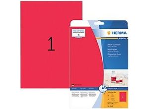 4008705050487 - HERMA Neonetiketten A4 210x297 mm neon-rot Papier matt 20 St - Rot - Selbstklebendes Druckeretikett - A4 - Papier - Laser Inkjet - Dauerhaft