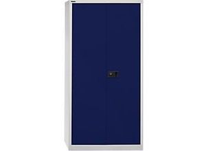 5020073779356 - BISLEY UNIVERSAL Flügeltürenschrank HxBxT 1950 x 914 x 400 mm 4 verzinkte Fachböden 5 Ordnerhöhen lichtgrau   oxfordblau