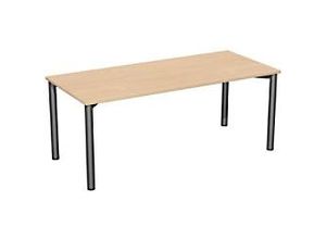 4038933487953 - Flex Schreibtisch buche anthrazit rechteckig 4-Fuß-Gestell grau 1800 x 800 cm