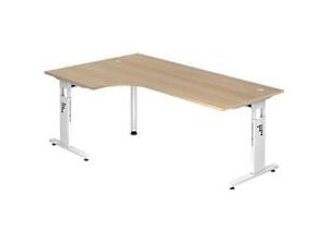 4032062164365 - Schreibtisch VOS82 E W manuell höhenverstellbar 65-85cm (H) 200x120cm (BxT) L-Form eiche   weiß 4032062164365 Hammerbacher