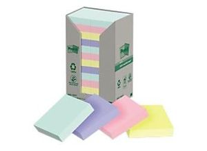 4054596928312 - Haftnotizen 653-1RPT Recycling Notes Tower Pastell Rainbow 51x38mm je 6 x mint flamingopink hellblau gelb rechteckig 4054596 24 Stück