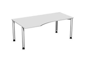 4038933003849 - Flex höhenverstellbarer Schreibtisch lichtgrau silber Trapezform 4-Fuß-Gestell silber 1800 x 800  1000 cm