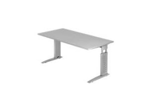 4032062140864 - HAMMERBACHER US16 höhenverstellbarer Schreibtisch lichtgrau rechteckig C-Fuß-Gestell silber 1600 x 800 cm