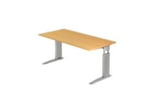 4032062140888 - HAMMERBACHER US16 höhenverstellbarer Schreibtisch buche rechteckig C-Fuß-Gestell silber 1600 x 800 cm