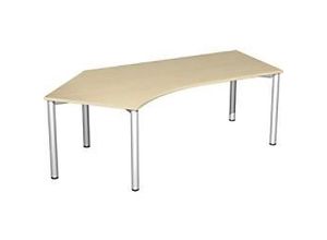 4038933409412 - 4 Fuß Flex Schreibtisch 135° links feste Höhe 2166x1130x720 Ahorn Silber