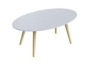 3660141226188 - Beistelltisch SCANDI oval 4-Fuß Gestell aus Massivholz B 850 x T 500 x H 350 mm weiß  Buche