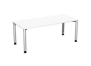 4038933482958 - Flex höhenverstellbarer Schreibtisch weiß silber rechteckig 4-Fuß-Gestell silber 1800 x 800 cm