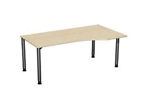 4038933003733 - Flex höhenverstellbarer Schreibtisch ahorn anthrazit Trapezform 4-Fuß-Gestell grau 1800 x 800  1000 cm