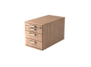 4032062121771 - PRO SIGNA TC30 CE - Rollcontainer Holz Nussbaum mit 3 Schüben Chromgriff Metall