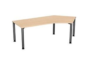 4038933416014 - Flex höhenverstellbarer Schreibtisch buche anthrazit L-Form 4-Fuß-Gestell grau 2166 x 1130 cm