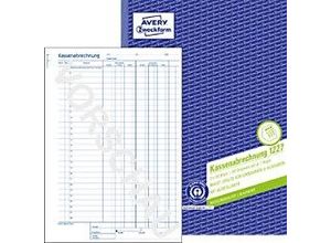 4004182012277 - Avery® Zweckform Kassenabrechnung 1227 Format A4 Mehrwertsteuer-Spalte mit Ausfüllhilfe & Durchschlägen Blauer Engel weiß-gelb 2 x 50 Blatt