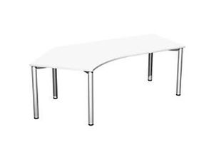 4038933501208 - 4 Fuß Flex Schreibtisch 135° links feste Höhe 2166x1130x720 Weiß Silber