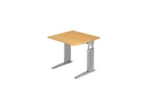 4032062148037 - HAMMERBACHER US08 höhenverstellbarer Schreibtisch buche quadratisch C-Fuß-Gestell silber 800 x 800 cm