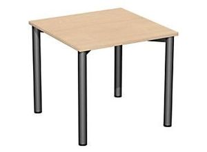 4038933068701 - Flex Schreibtisch buche anthrazit quadratisch 4-Fuß-Gestell grau 800 x 800 cm