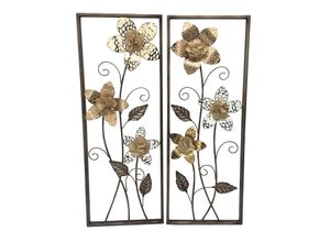 4046884050119 - Möbel Direkt Online - Wanddekoration Blumen 2tlg bronce gold