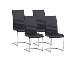 4250263735881 - Albatros Freischwinger Stühle 4er Set BURANO Schwarz - Esszimmerstuhl Schwingstuhl modernes Design Kunstleder-Bezug dicke Polsterung - Küchenstuhl Polsterstuhl Stuhl Esszimmer Esstisch