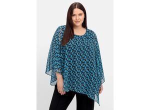 4063136854011 - Große Größen Chiffontunika im Poncho-Stil mit Alloverprint schwarz gemustert Gr60