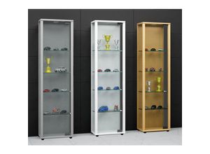 4051814345319 - Ebuy24 - Edana Mini Vitrinenschrank 1 Glastür Glasvitrine mit 4 Glasböden Buche dekor - Braun