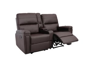 4057651817798 - 2er Kinosessel MCW-K17 Relaxsessel Fernsehsessel Sofa Nosagfederung Getränkehalter Fach ~ Kunstleder braun