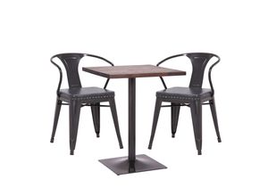 4057651540078 - Set Bistrotisch 2x Esszimmerstuhl MCW-H10d Stuhl Tisch Küchenstuhl Gastronomie FSC ~ schwarz-grau Tisch dunkelbraun